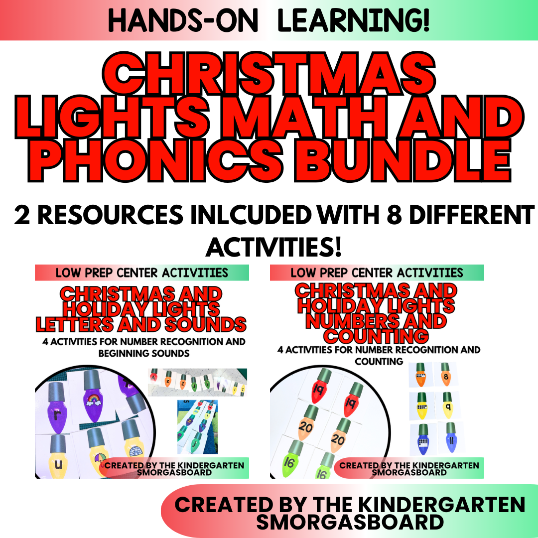 Christmas Lights Phonics And Math Bundle – The Kindergarten ...