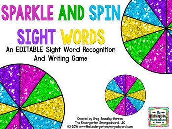 Sparkle Spin Editable Sight Words – The Kindergarten Smorgasboard ...