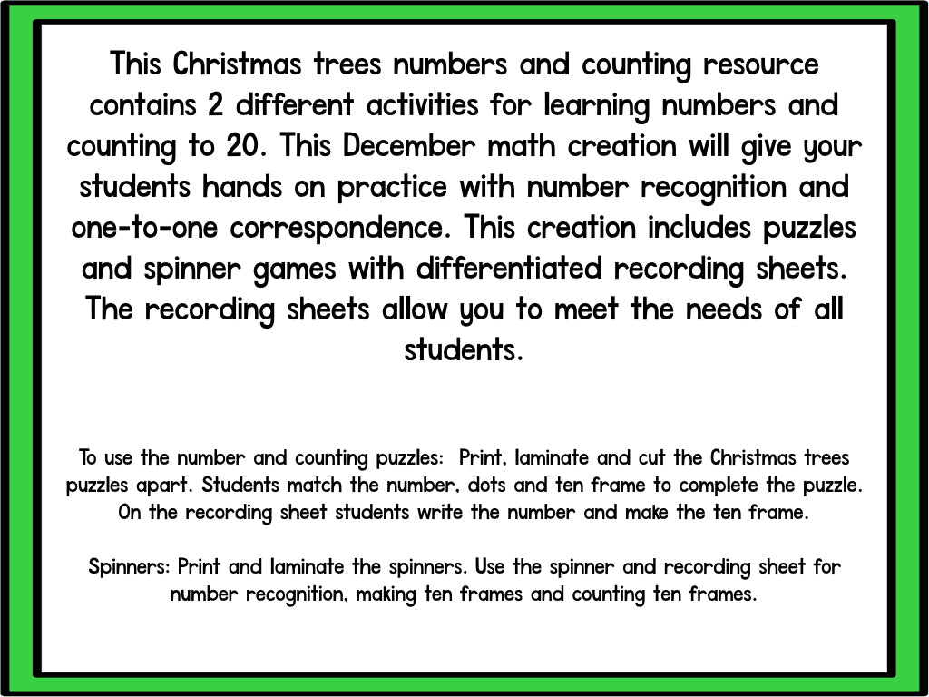 Christmas Tree Numbers & Counting – The Kindergarten Smorgasboard ...