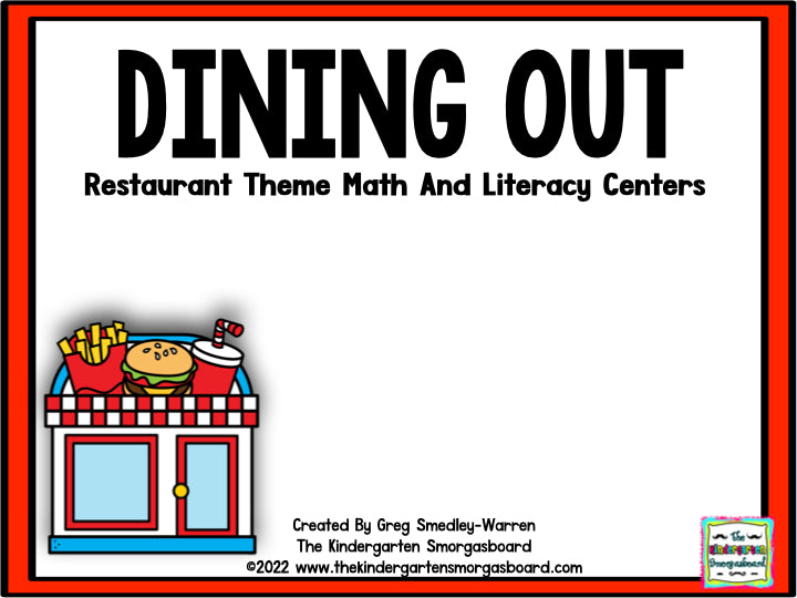 Dining Out! Math & Literacy Centers – The Kindergarten Smorgasboard ...