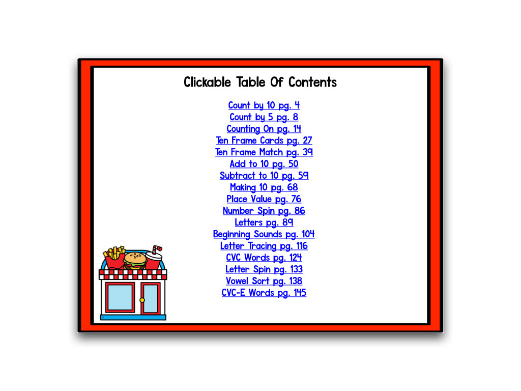 Dining Out! Math & Literacy Centers – The Kindergarten Smorgasboard ...