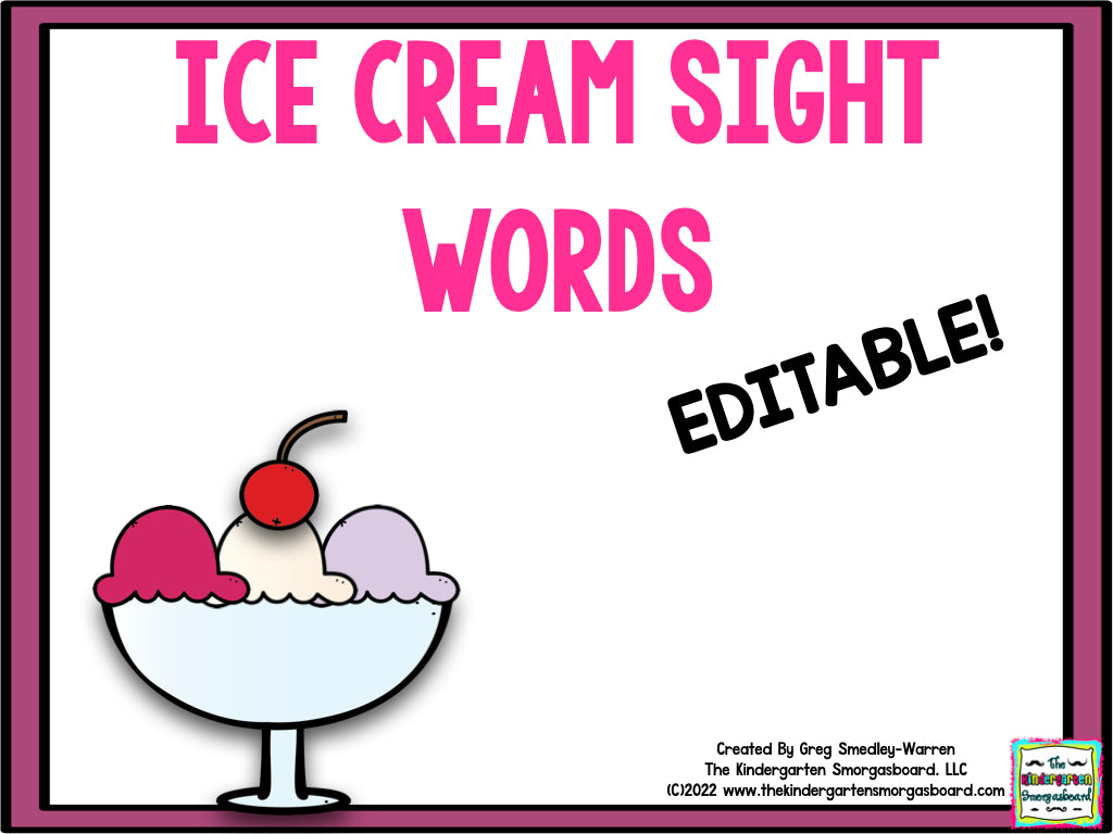 Ice Cream Sight Words – The Kindergarten Smorgasboard Online Store