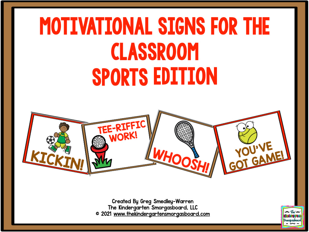 Motivational Signs Sports Theme – The Kindergarten Smorgasboard Online ...