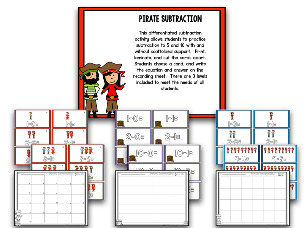 Pirate Addition and Subtraction BUNDLE! – The Kindergarten Smorgasboard ...