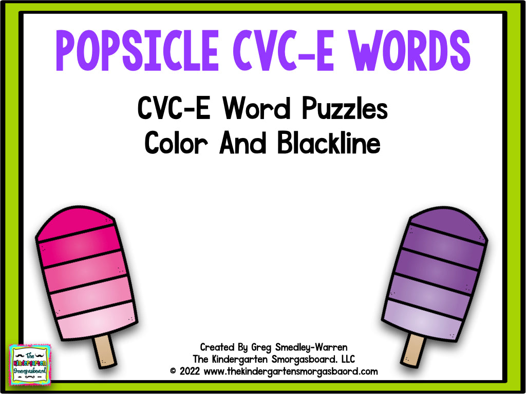 Popsicle CVC-E Words – The Kindergarten Smorgasboard Online Store