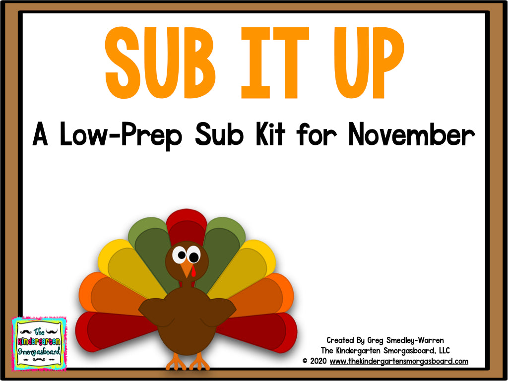 Sub It Up! November – The Kindergarten Smorgasboard Online Store