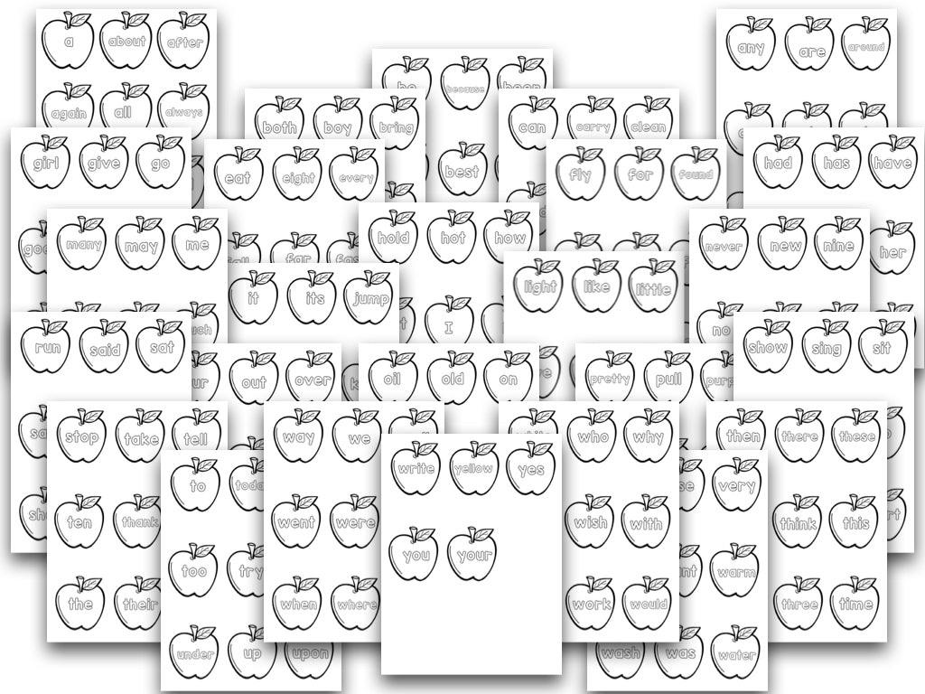 Apple Sight Words Project – The Kindergarten Smorgasboard Online Store
