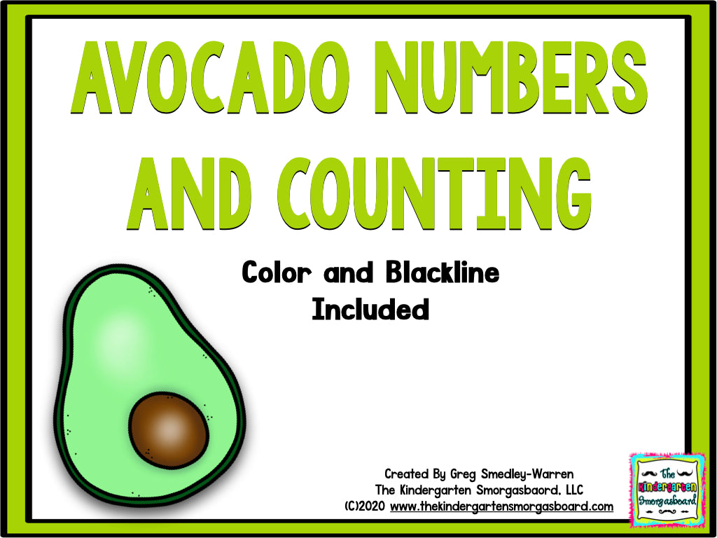 Avocado Numbers and Counting – The Kindergarten Smorgasboard Online Store
