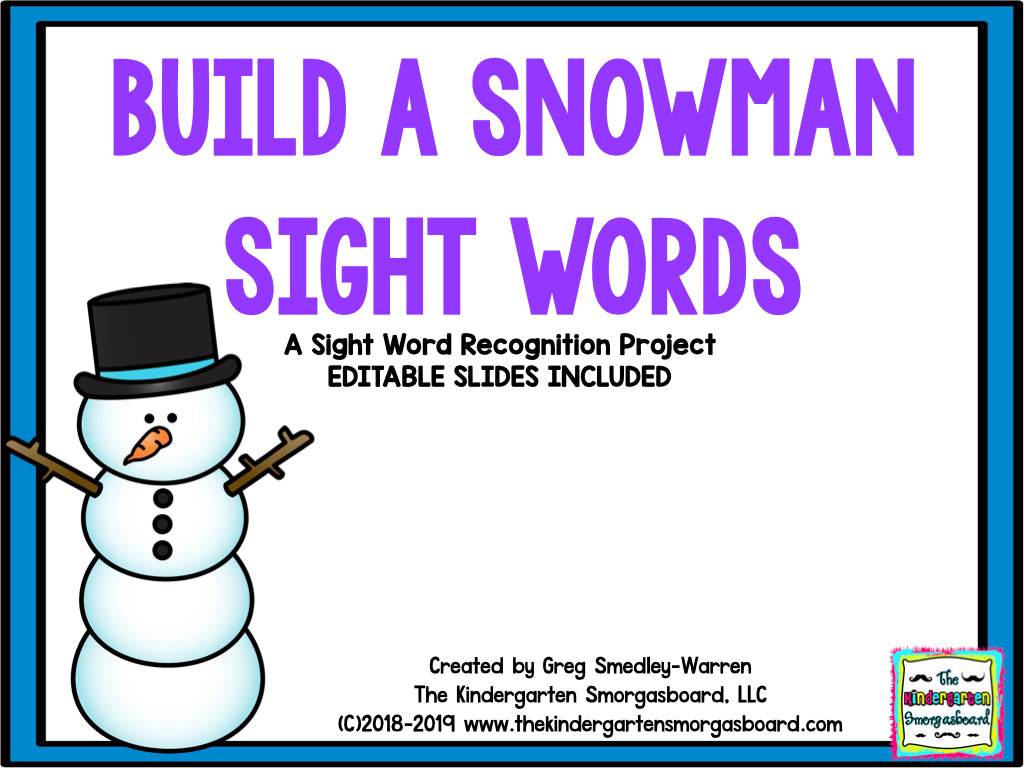 Build a Snowman Editable Sight Words Project – The Kindergarten ...