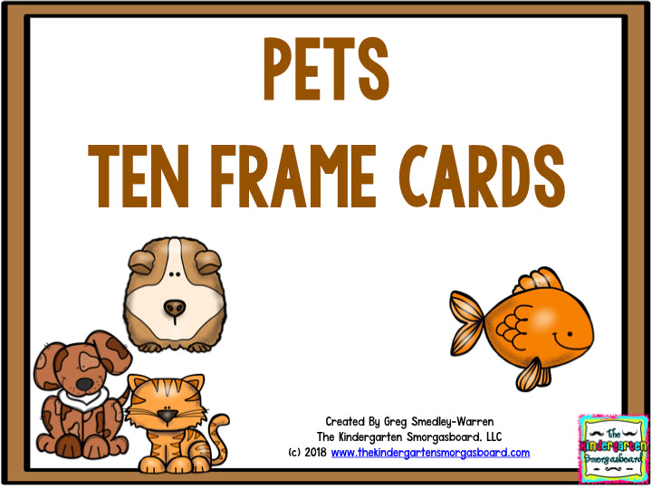 Pets Ten Frame Cards – The Kindergarten Smorgasboard Online Store