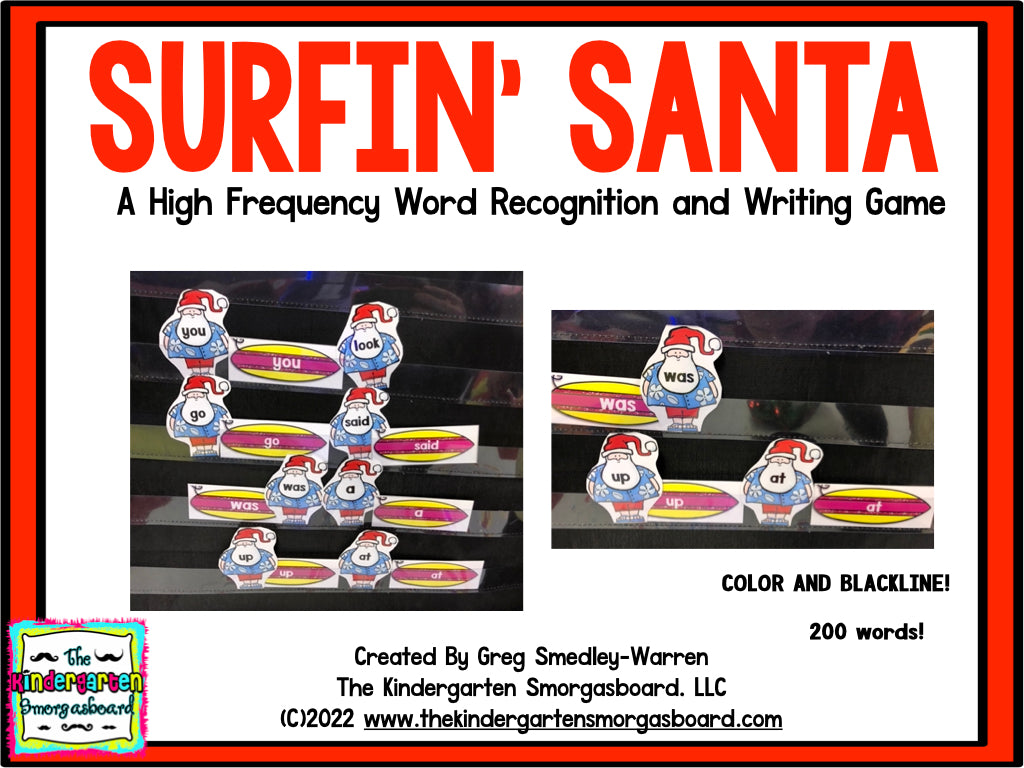 Surfin' Santa Editable Sight Words Game – The Kindergarten Smorgasboard ...