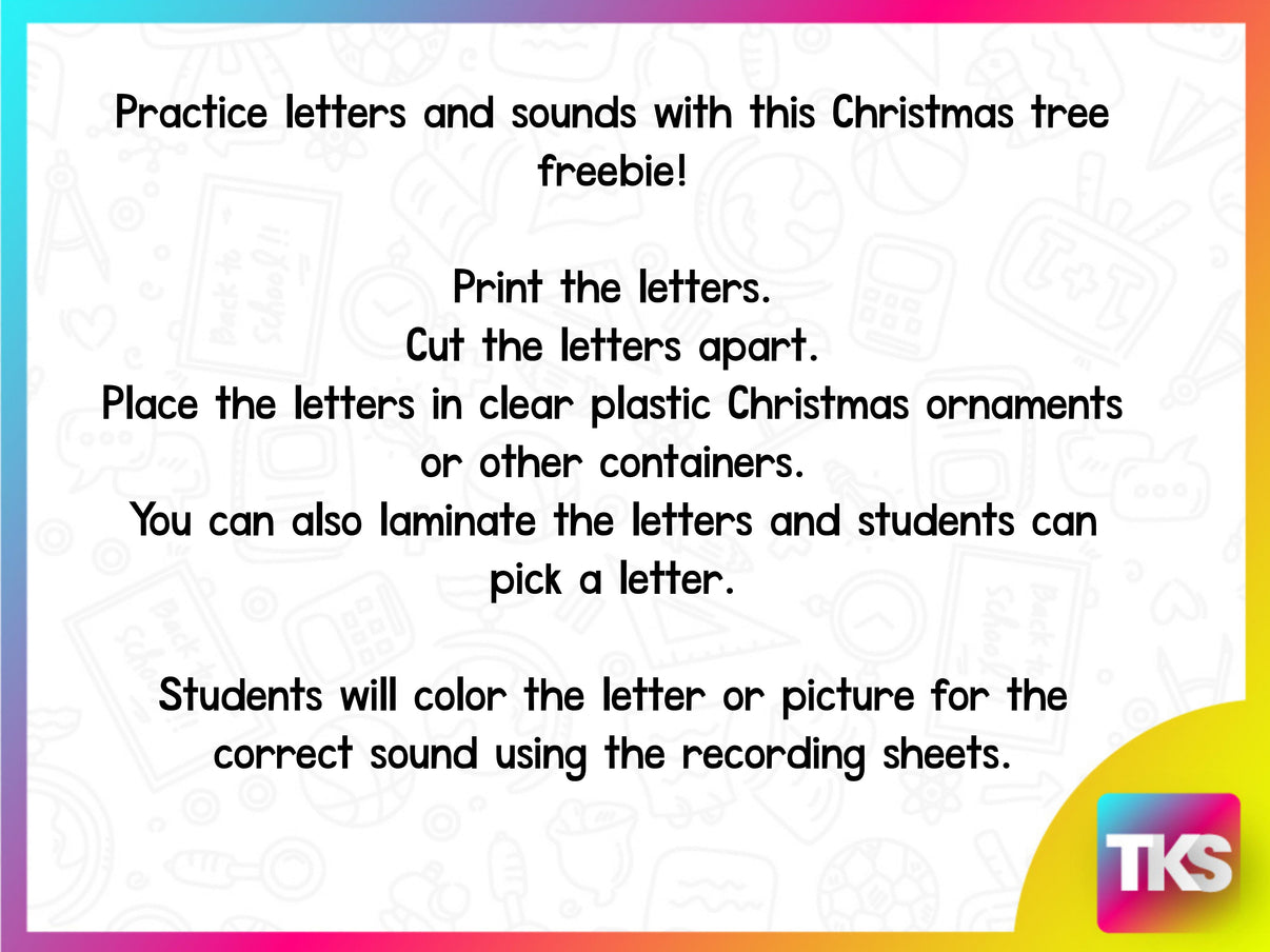 Christmas Tree Sounds FREEBIE! – The Kindergarten Smorgasboard Online Store