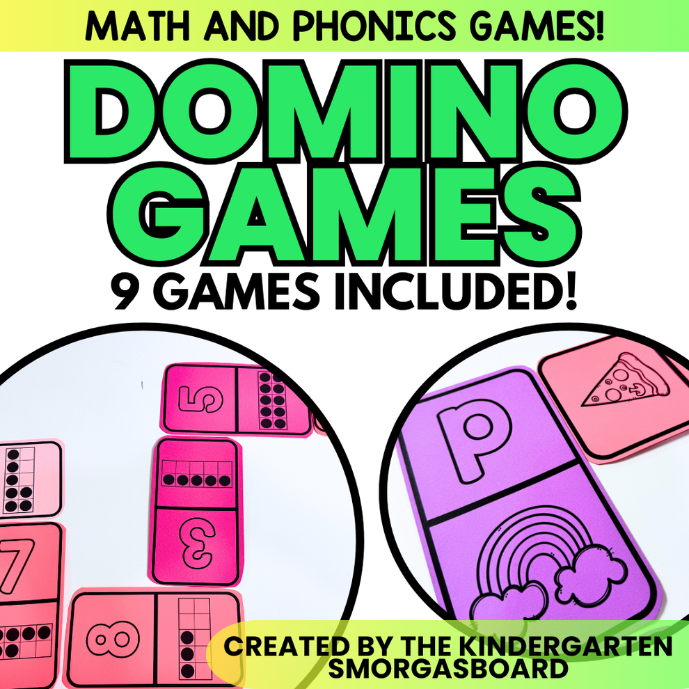 Domino Math & Literacy Games – The Kindergarten Smorgasboard Online Store