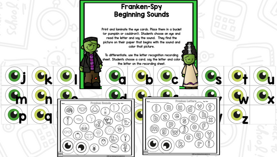 Frankenstein Halloween Math and Literacy Centers – The Kindergarten ...