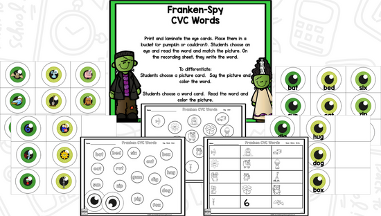 Frankenstein Halloween Math and Literacy Centers – The Kindergarten ...