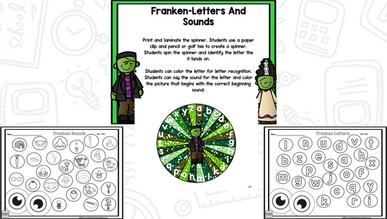 Frankenstein Halloween Math and Literacy Centers – The Kindergarten ...