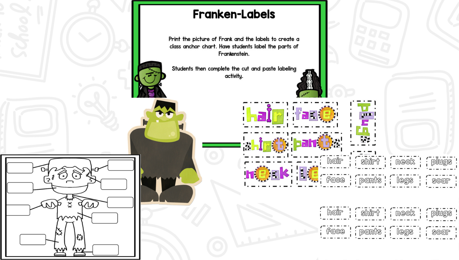 Frankenstein Halloween Math and Literacy Centers – The Kindergarten ...