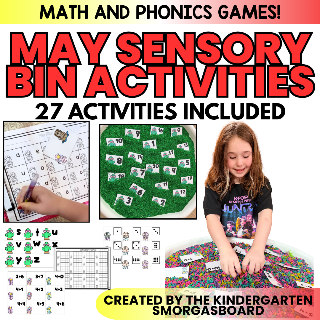 Sensory Bins Kindergarten Math & Phonics Centers | May, Summer And Spr ...