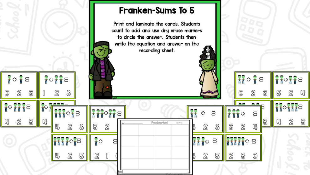 Frankenstein Halloween Math and Literacy Centers – The Kindergarten ...