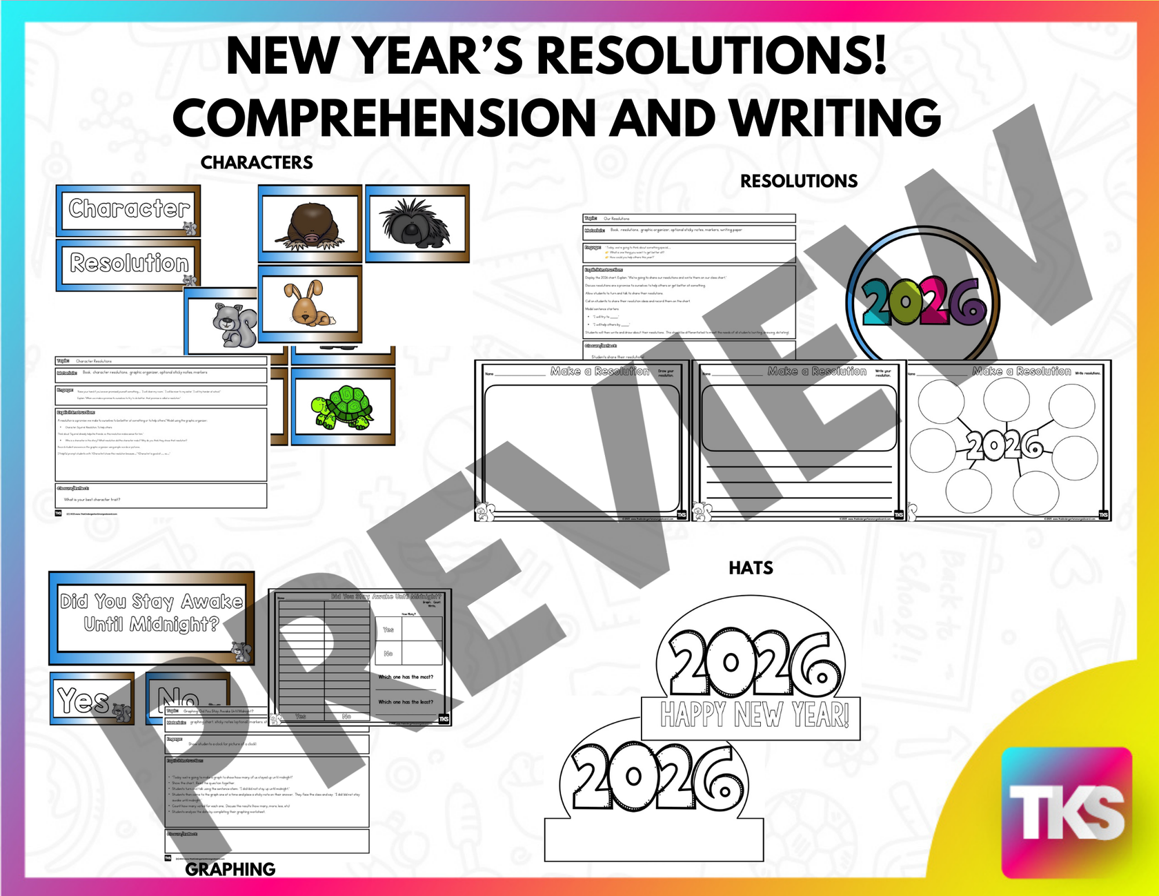 Squirrel's New Year's Resolution Comprehension, Writing Kindergarten ...