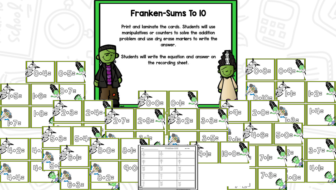 Frankenstein Halloween Math and Literacy Centers – The Kindergarten ...
