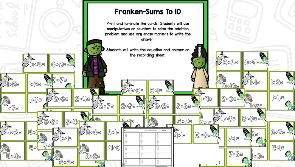 Frankenstein Halloween Math and Literacy Centers – The Kindergarten ...