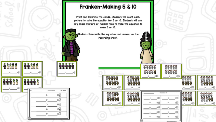 Frankenstein Halloween Math and Literacy Centers – The Kindergarten ...