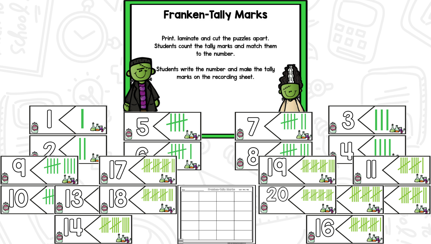Frankenstein Halloween Math and Literacy Centers – The Kindergarten ...