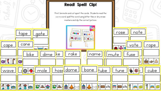 See It! Say it! Spell It! CVCE Words Phonics & Phonemic Awareness Acti ...