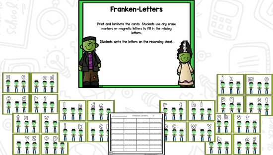 Frankenstein Halloween Math and Literacy Centers – The Kindergarten ...