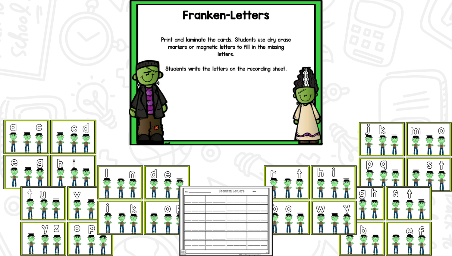 Frankenstein Halloween Math and Literacy Centers – The Kindergarten ...