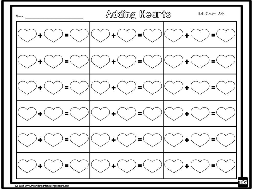 Adding Hearts Freebie – The Kindergarten Smorgasboard Online Store