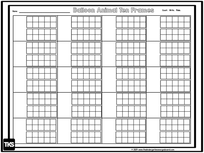 Balloon Animal Ten Frame Cards Freebie – The Kindergarten Smorgasboard ...