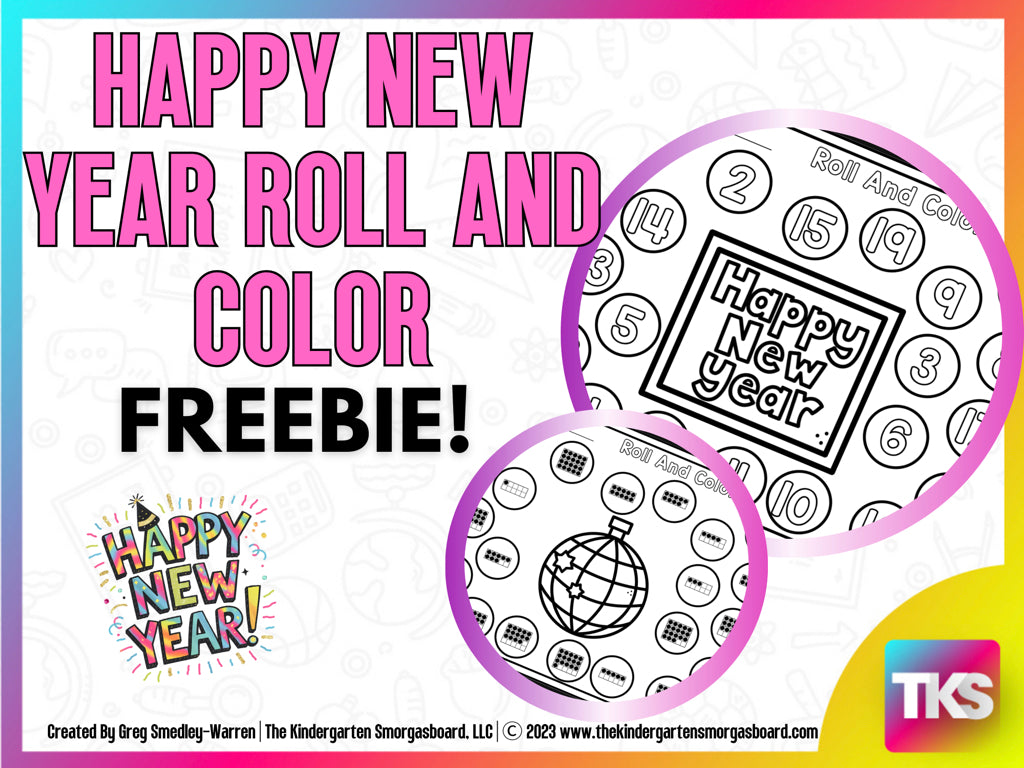 Happy New Year Roll and Color FREEBIE! – The Kindergarten Smorgasboard ...