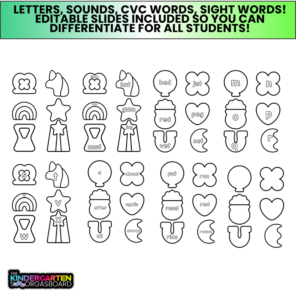 Lucky Charms Sight Words, CVC Words, & Letters Phonics Project – The ...
