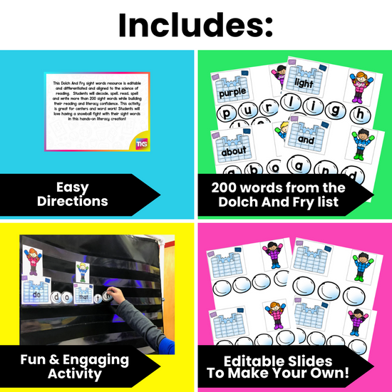 Sight Word Editable Snowball Fight! – The Kindergarten Smorgasboard ...