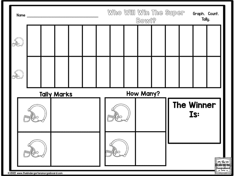 Super Bowl Graphing FREEBIE! – The Kindergarten Smorgasboard Online Store