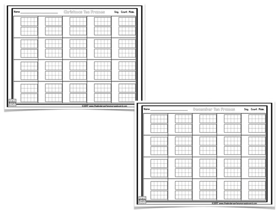 December Ten Frame Cards – The Kindergarten Smorgasboard Online Store