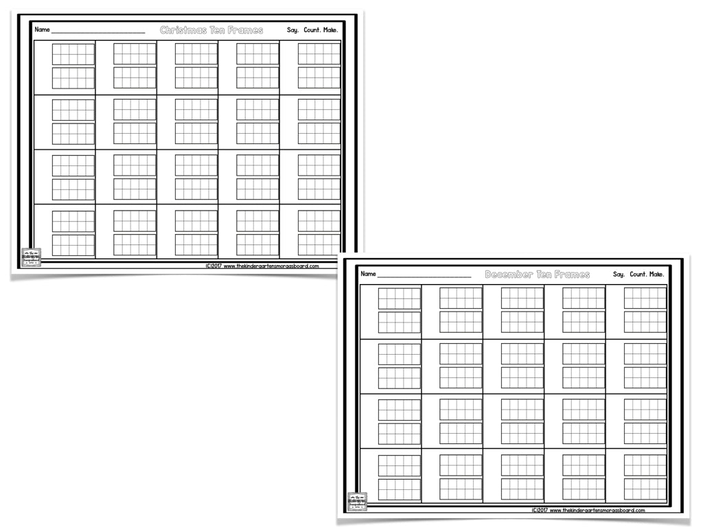 December Ten Frame Cards – The Kindergarten Smorgasboard Online Store