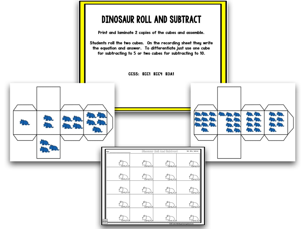 Dino-mite Dinosaur Subtraction – The Kindergarten Smorgasboard Online Store