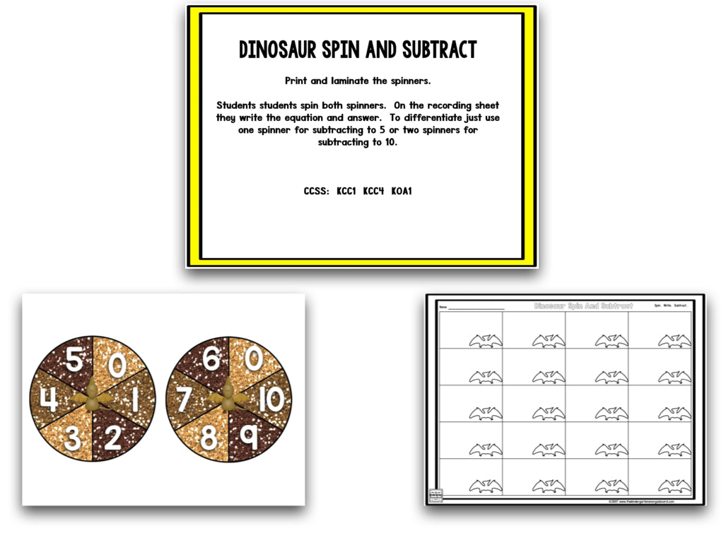 Dino-mite Dinosaur Subtraction – The Kindergarten Smorgasboard Online Store
