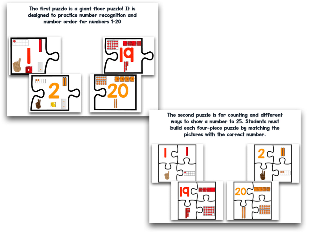 GIANT Floor Puzzles BUNDLE: Letters, Sounds, Numbers, and Counting ...