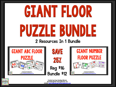 GIANT Floor Puzzles BUNDLE: Letters, Sounds, Numbers, and Counting ...