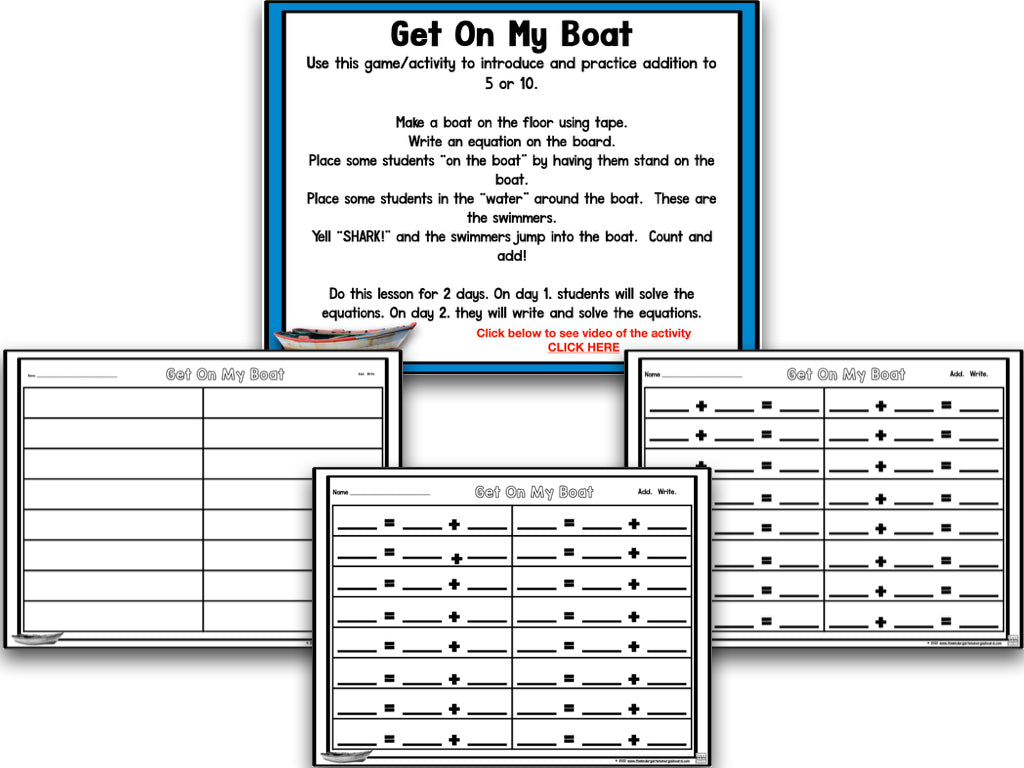 Math It Up! Get On My Boat – The Kindergarten Smorgasboard Online Store