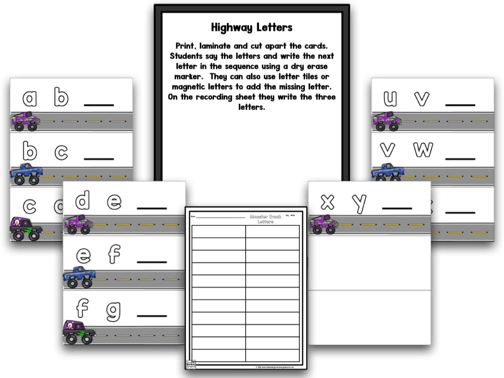 Monster Truck Letters & Sounds – The Kindergarten Smorgasboard Online Store