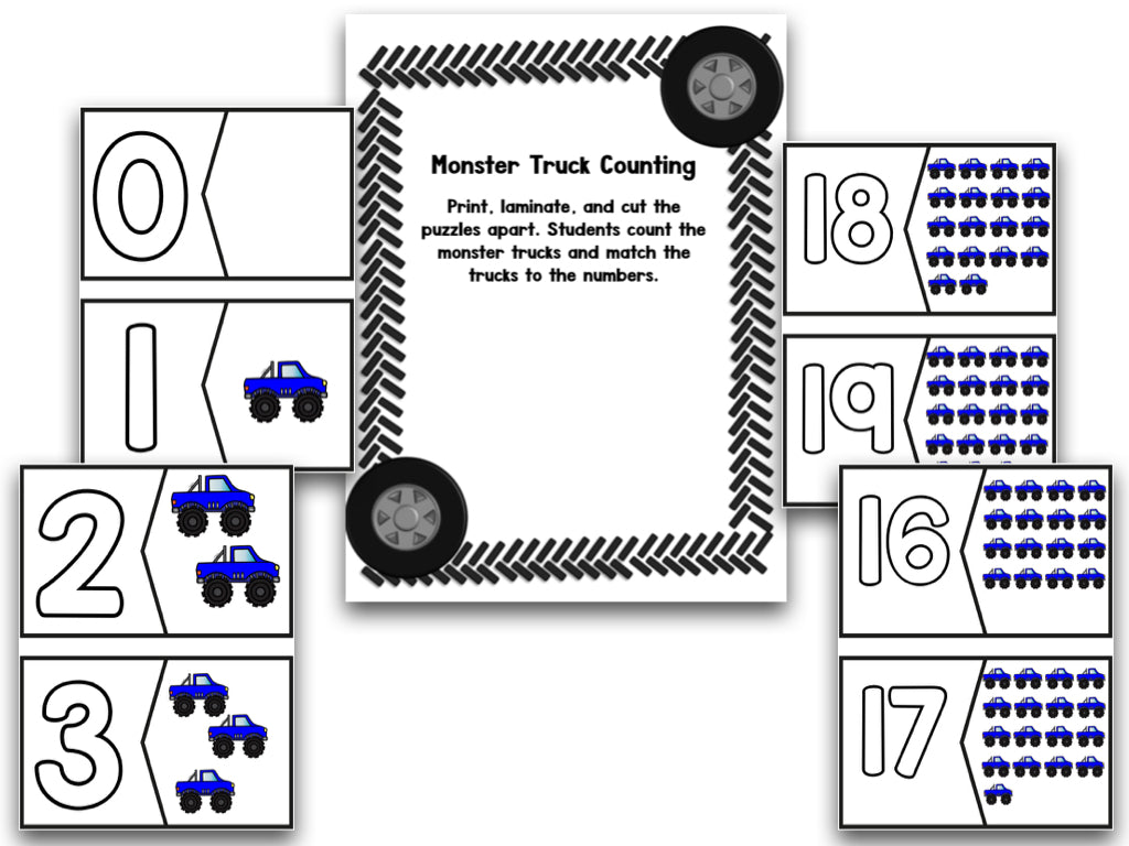 Monster Truck Numbers and Counting – The Kindergarten Smorgasboard ...