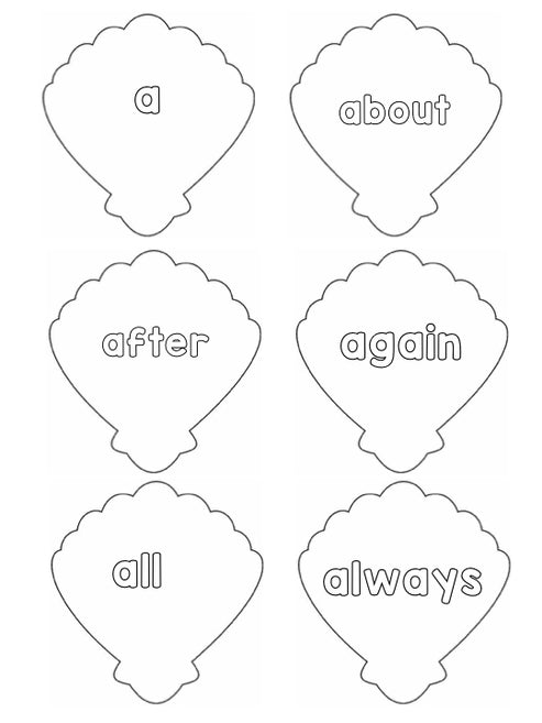 Seashell Sight Words Editable Project – The Kindergarten Smorgasboard ...
