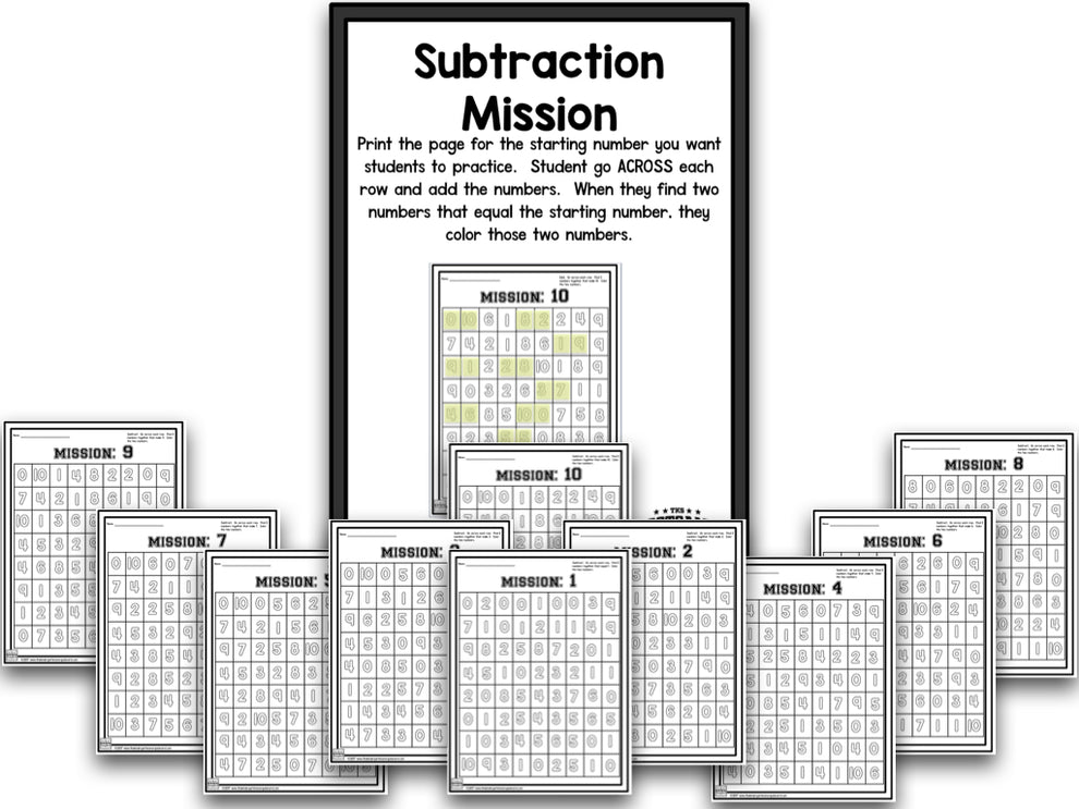 Subtraction Bootcamp: Subtracting to 10 (No Theme) – The Kindergarten ...