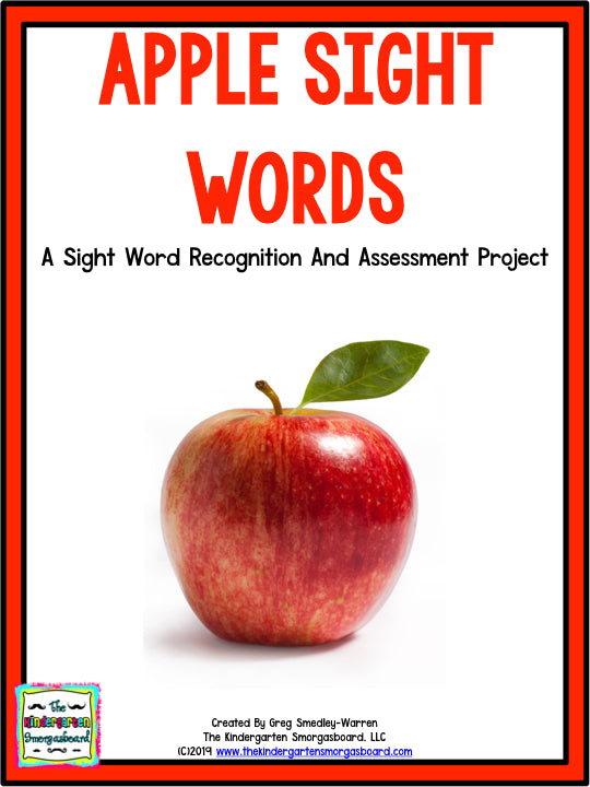 Apple Sight Words Project – The Kindergarten Smorgasboard Online Store