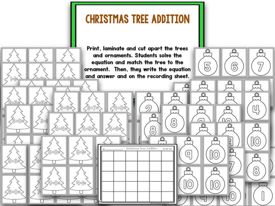 Christmas Tree Blackline Math and Literacy Centers – The Kindergarten ...